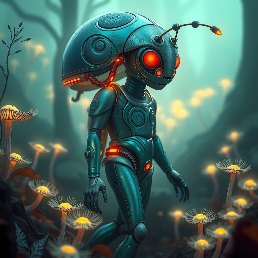 Alien Explorer in Iridescent Exosuit Ventures into... - AI Art