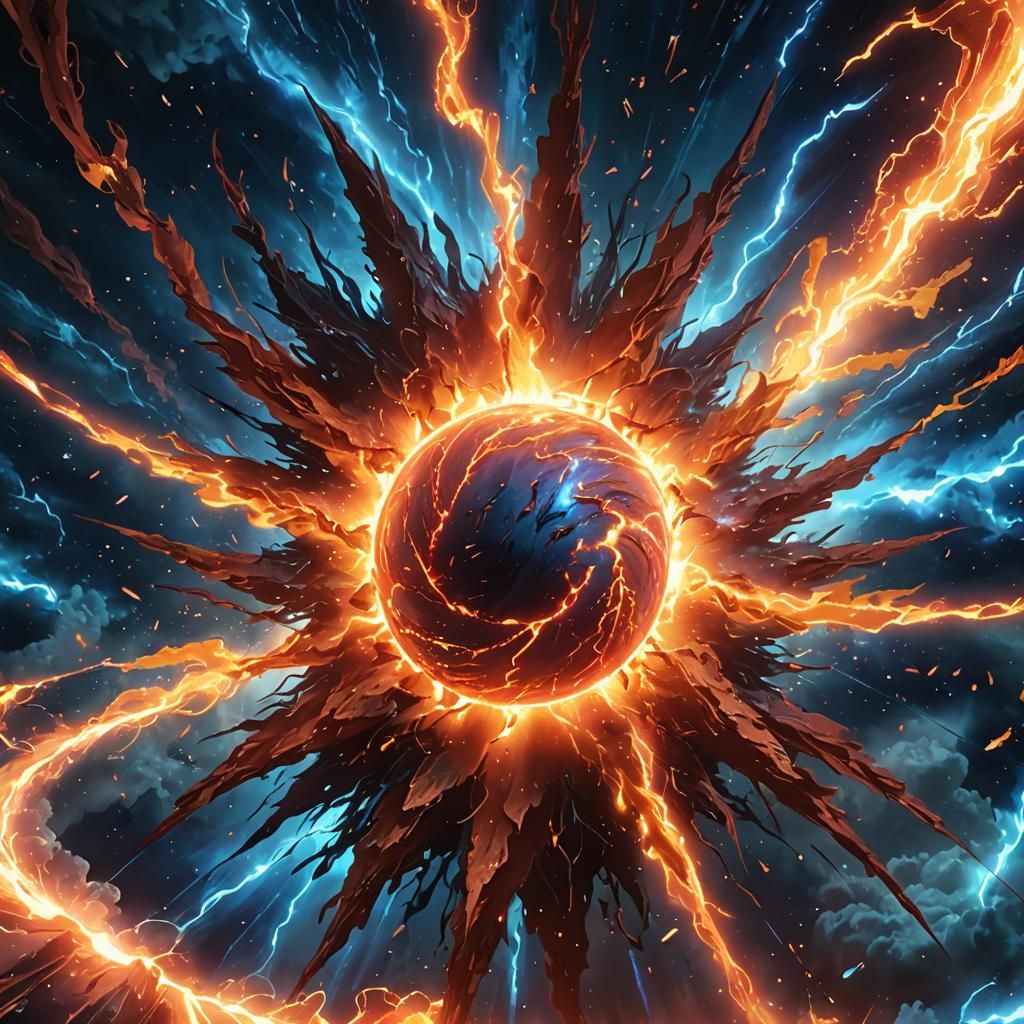 Electric Storm Supernova in Vibrant Digital Art - AI Art