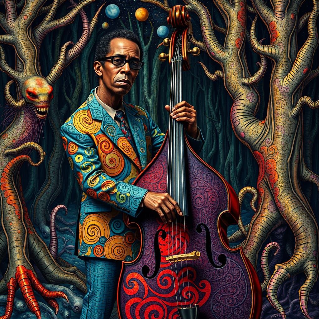 Charles Mingus Plays Double Bass in Whimsical Esch... - AI Art
