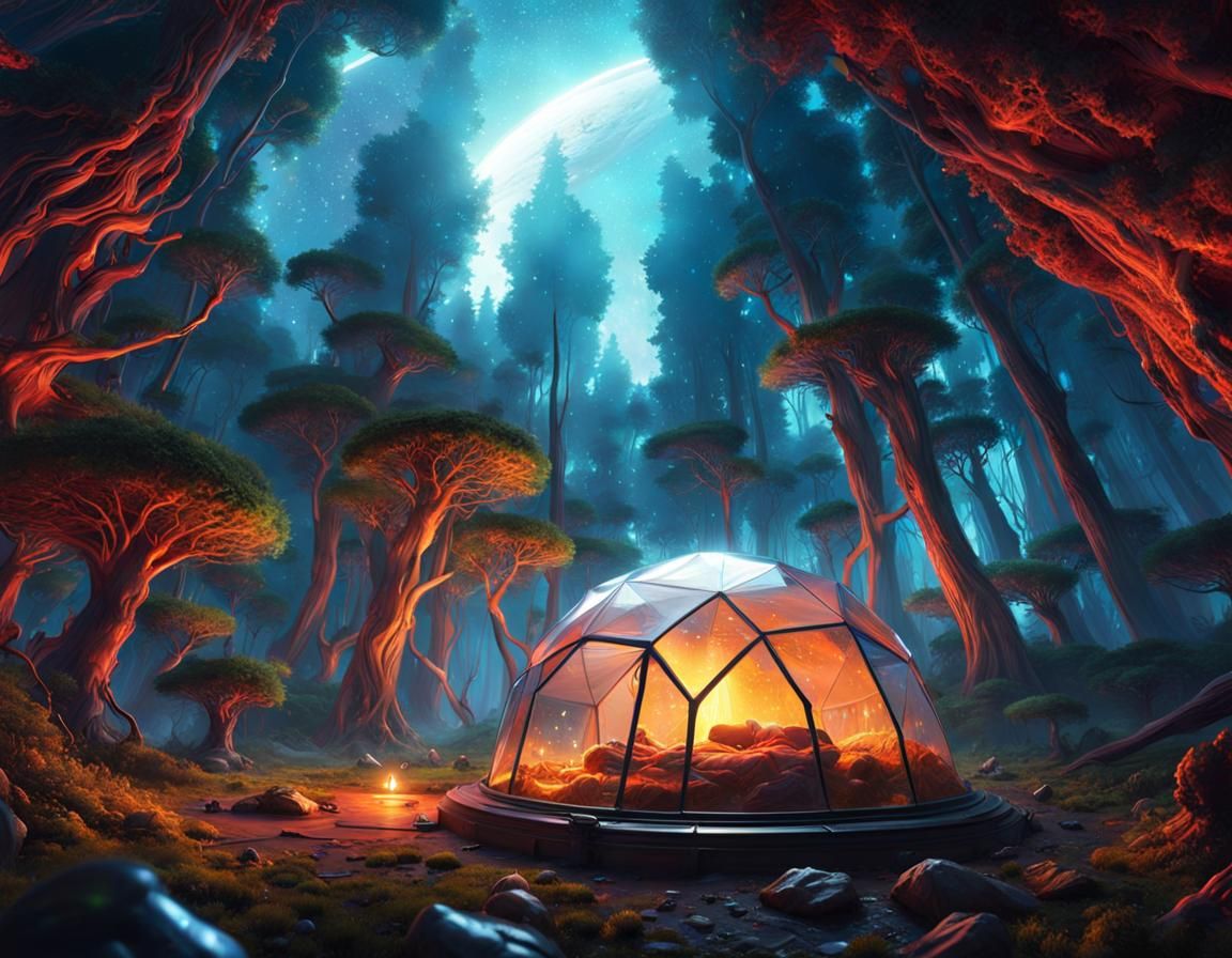 Camping on an alien world - AI Generated Artwork - NightCafe Creator