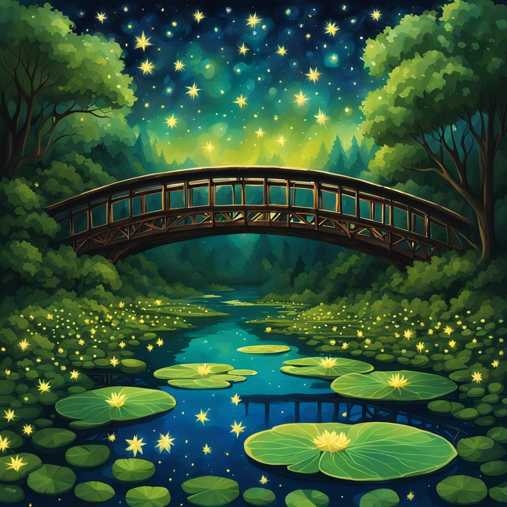 Bridge under stars - AI Generated Artwork - NightCafe Creator