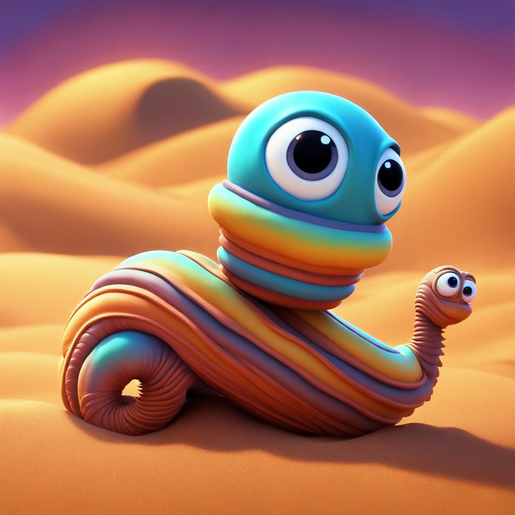 Adorable extremely cute baby sand dune worm :: Pixar, Disney, concept ...