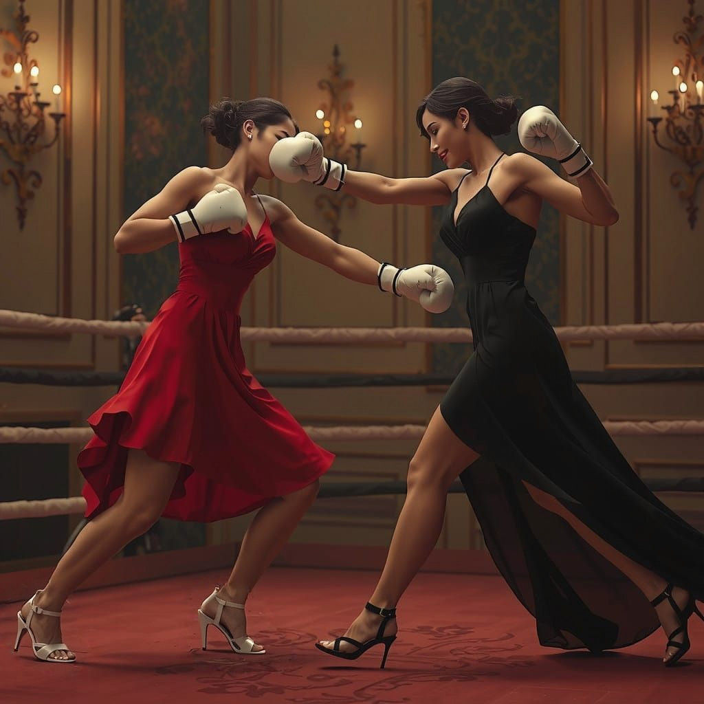 Women in fight - Fierce Female Boxers in High-Heeled Boxing ...