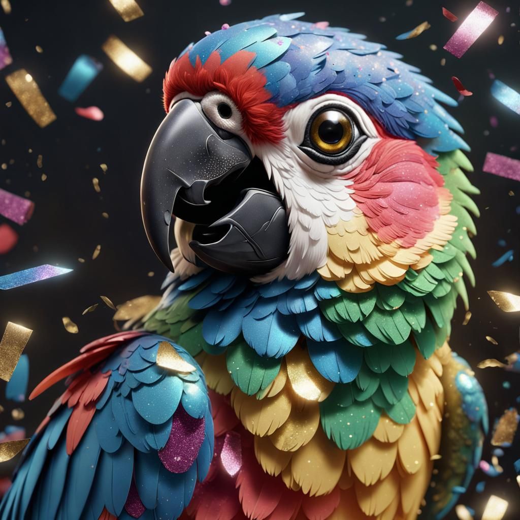 parrot made of colorful confetti - AI Generated Artwork - NightCafe Creator