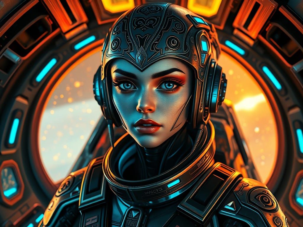 Mysterious Alien Pilot in Futuristic Flight Suit - AI Art