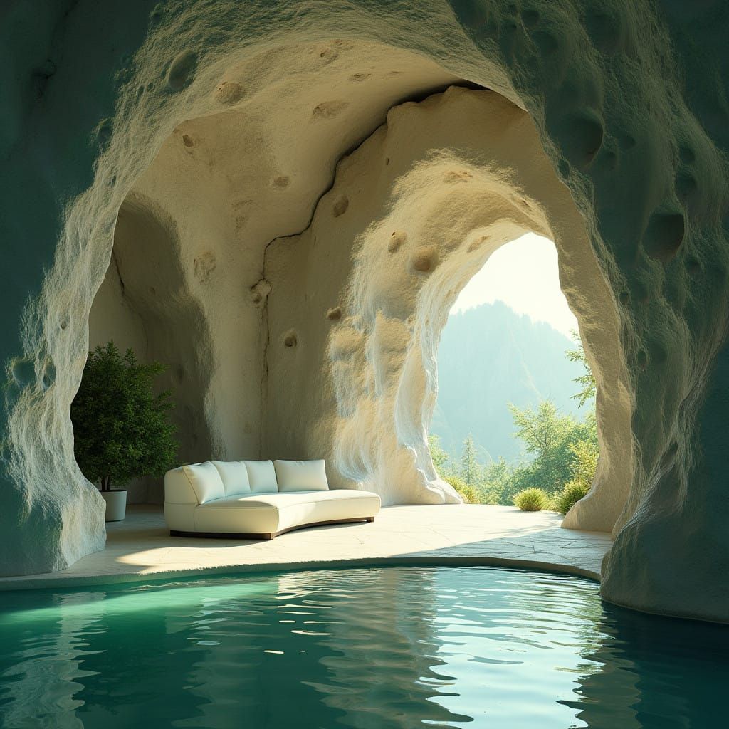 A cave with a pool - A cave with a pool