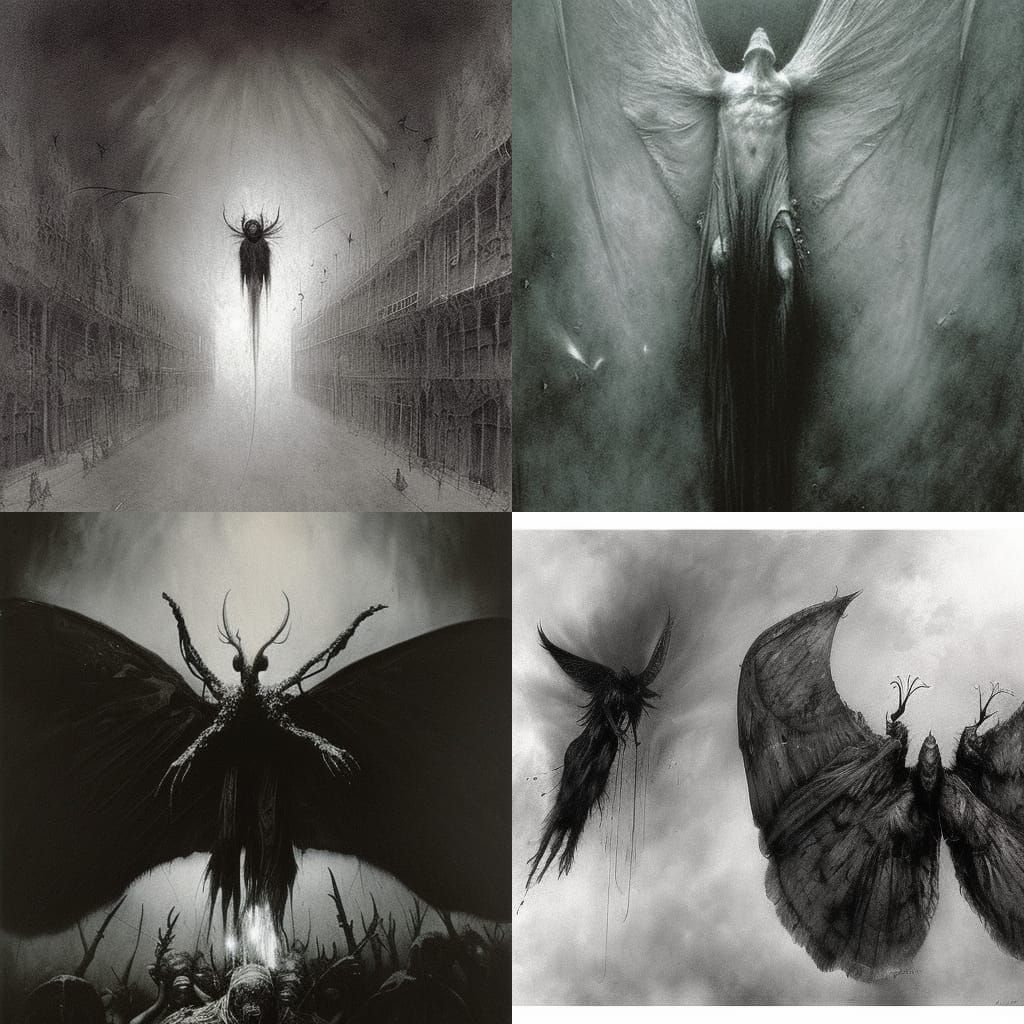 Stephen Gammell Mothman - AI Generated Artwork - NightCafe Creator