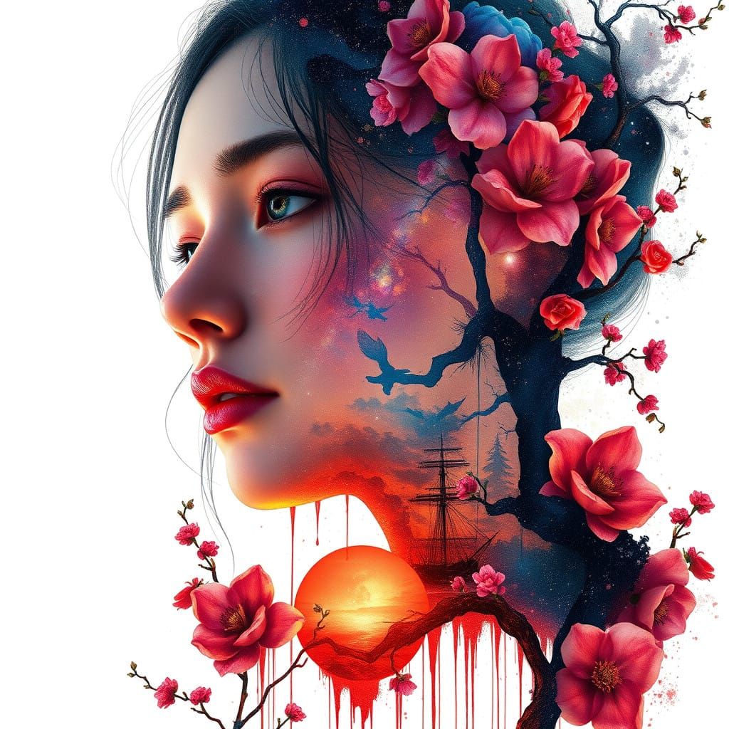 Vibrant Concept Art Portrait with Triadic Colors a... - AI Art