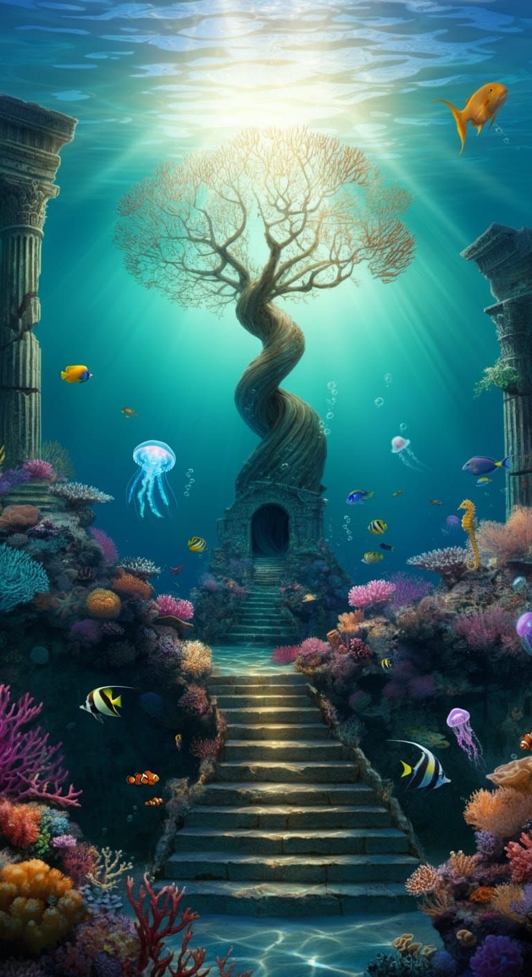 Sunken Pathway Through Coral Towers