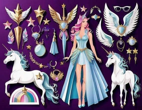 Unicorn Fashion Paper Dolls Set - AI Generated Artwork - NightCafe Creator