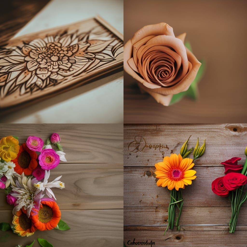 Pyrography and flowers - AI Generated Artwork - NightCafe Creator