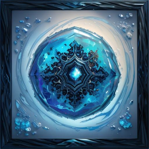 Surreal Fantasy Scene with Marbled Glass and Froze... - AI Art