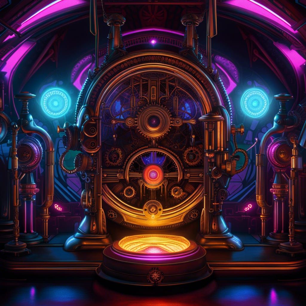 Steampunk synthwave machine spirits communication - AI Generated ...