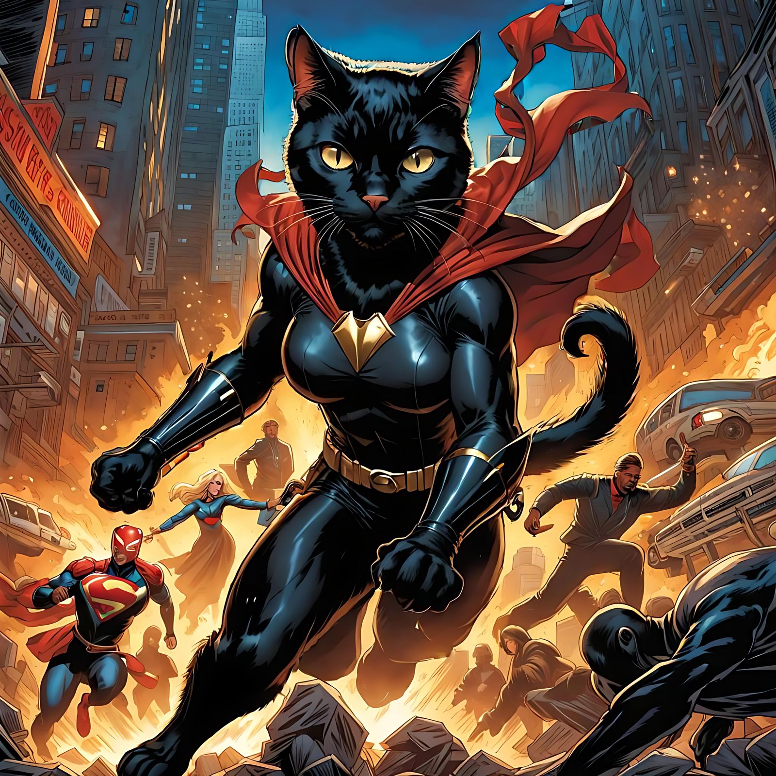 SuperCat leads her team of heroes into action - AI Generated Artwork ...