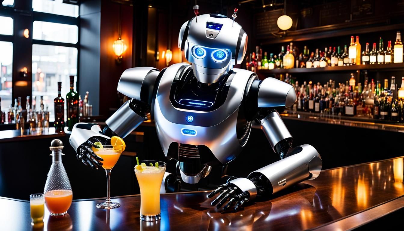 Artwork #2500 - Bartender Robot - AI Generated Artwork - NightCafe Creator