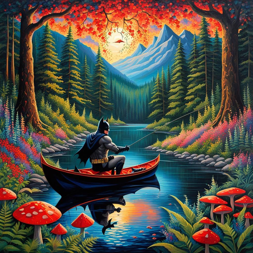 Batman fishing - AI Generated Artwork - NightCafe Creator