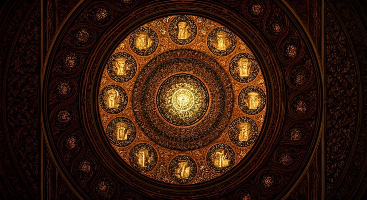 Celestial Circle of Archetypes: A Vibrant Stained ... - AI Art