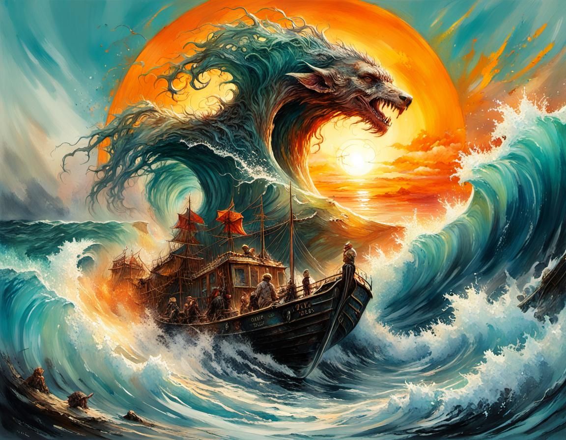 Monstrous Wave - AI Generated Artwork - NightCafe Creator