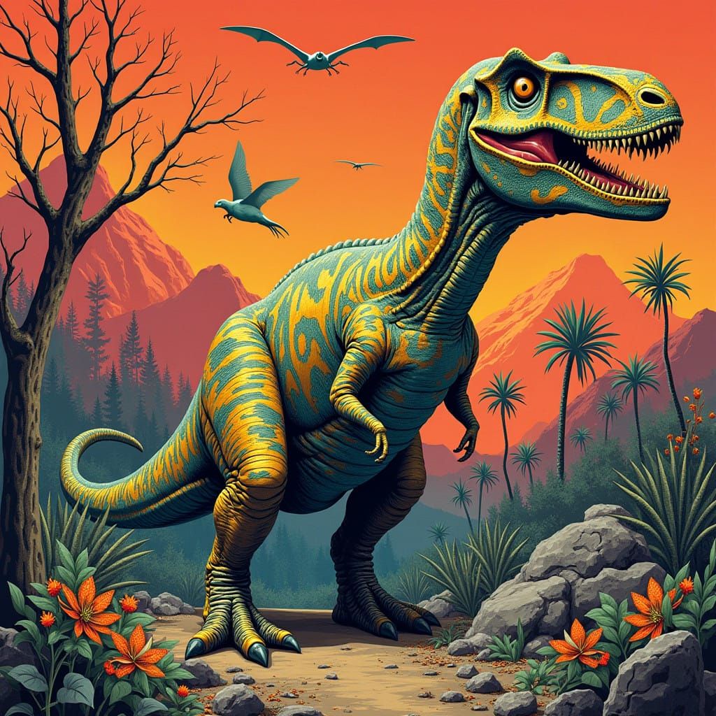 T-Rexcellent - T-Rexcellent in Vibrant Retro Surrealism