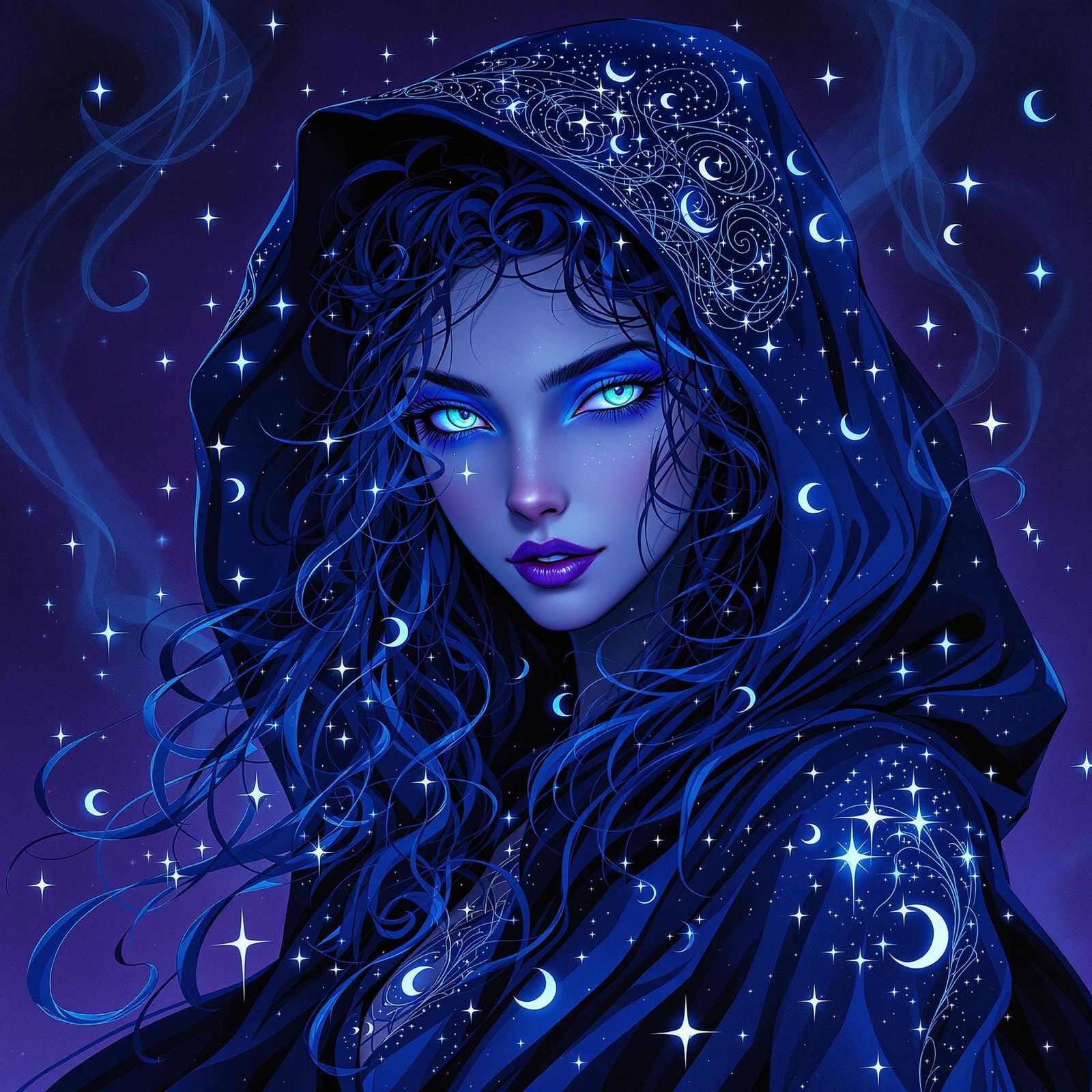 She's a witch of trouble in electric blue In her own mad mind she's in ...