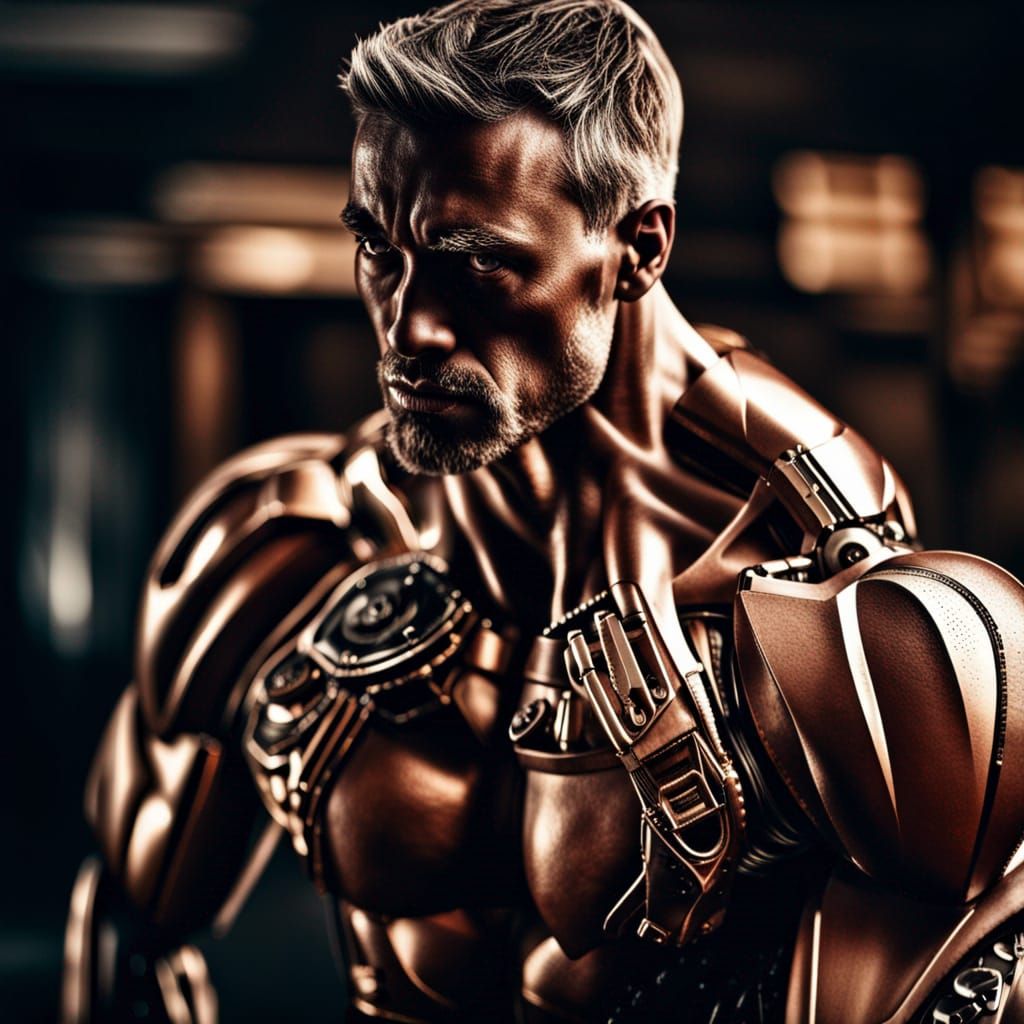 super muscular robot man with striking jawline - AI Generated Artwork ...
