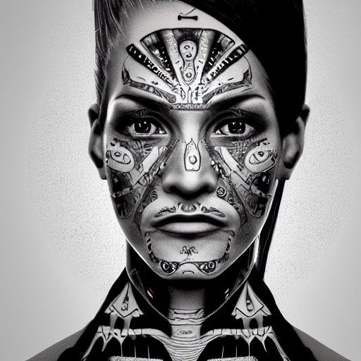 detailed realistic image of a female starship commander with intricate ...
