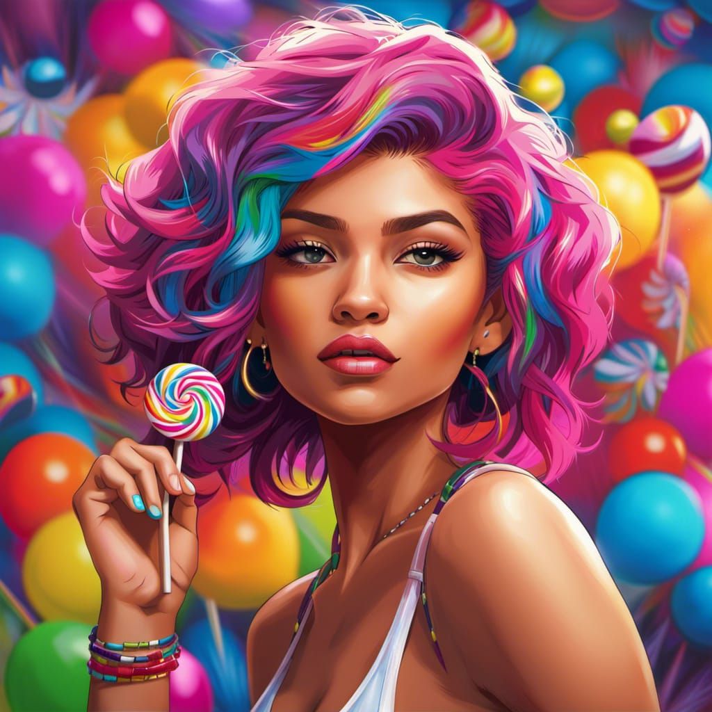 Very colorful Zendaya - AI Generated Artwork - NightCafe Creator