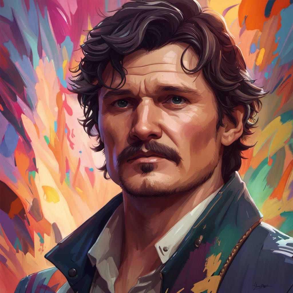 Pedro Pascal, Splash Art. - AI Generated Artwork - NightCafe Creator
