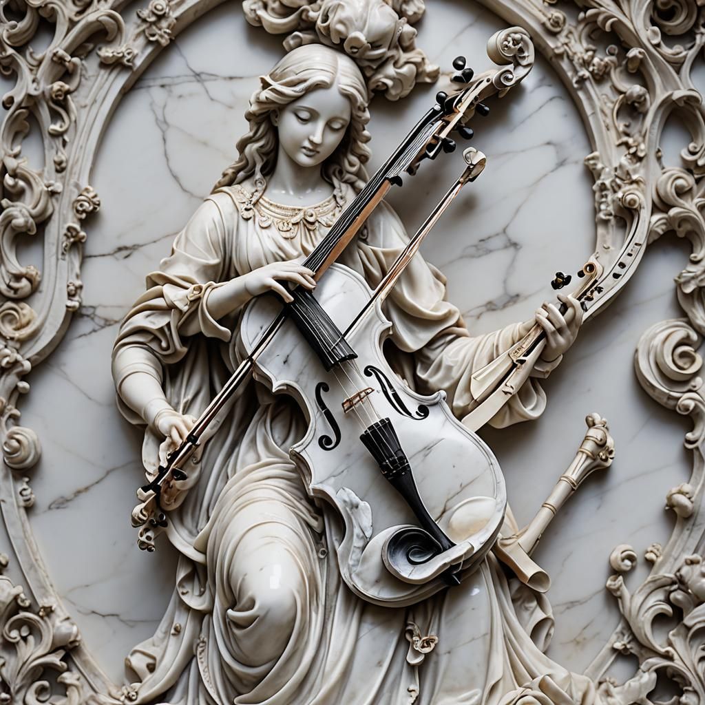 A marble violin, stunning image, statue, - AI Generated Artwork ...