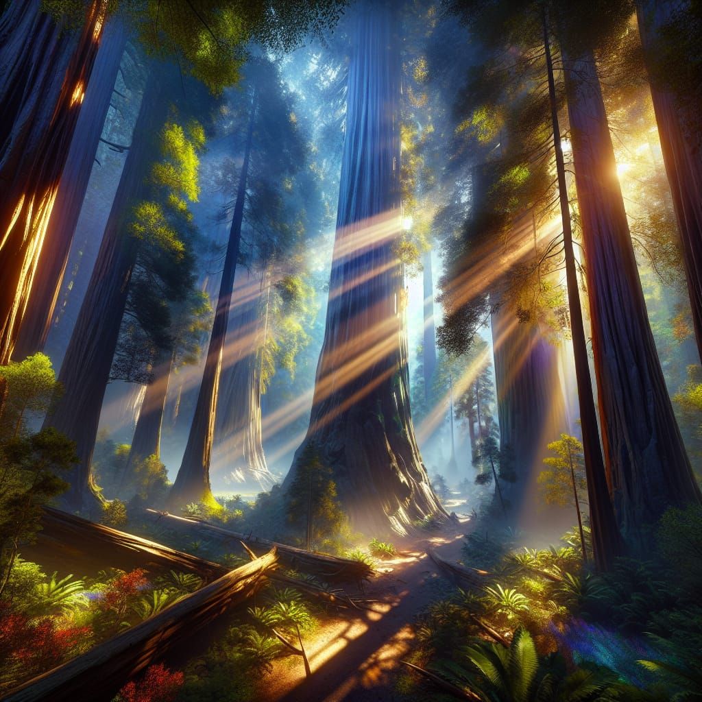 Redwood Morning Hike - AI Generated Artwork - NightCafe Creator