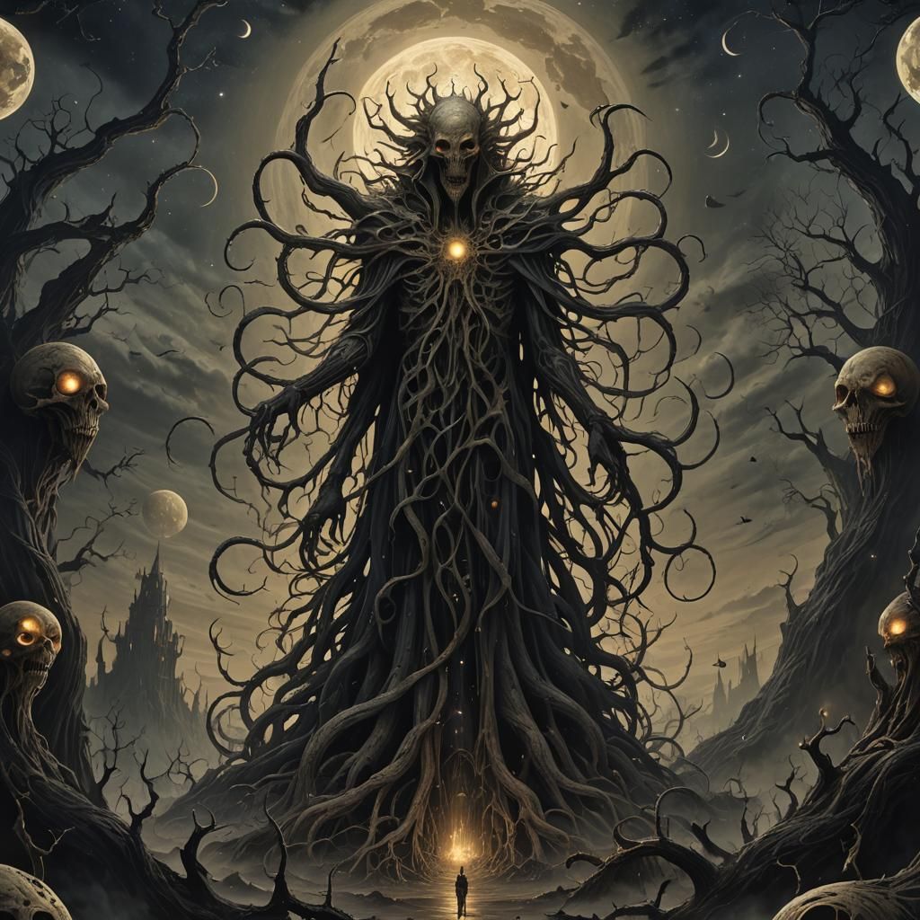 Strange is the night where black stars rise, And strange moons circle ...