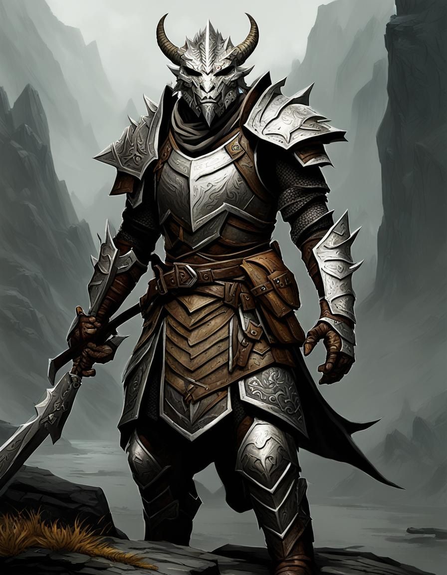 Silver Dragonborn Ranger - AI Generated Artwork - NightCafe Creator