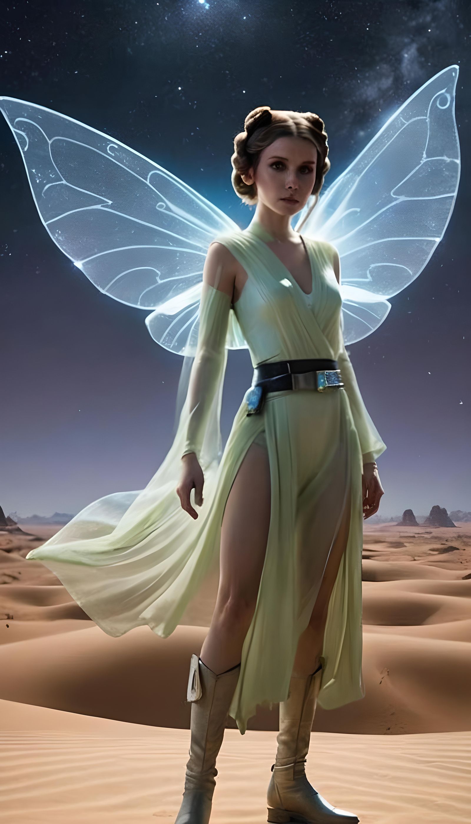 Tinker Bell as Princess Leia - AI Generated Artwork - NightCafe Creator