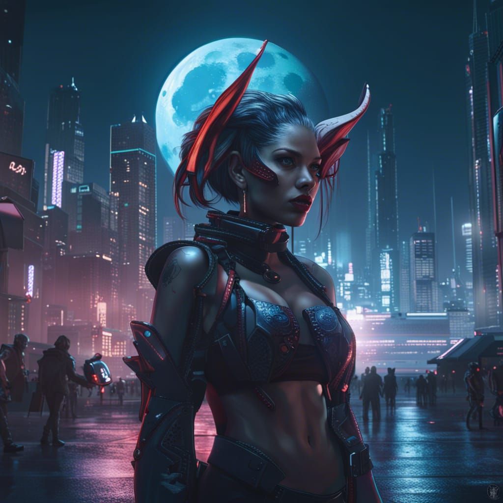 Cyberpunk demon girl - AI Generated Artwork - NightCafe Creator