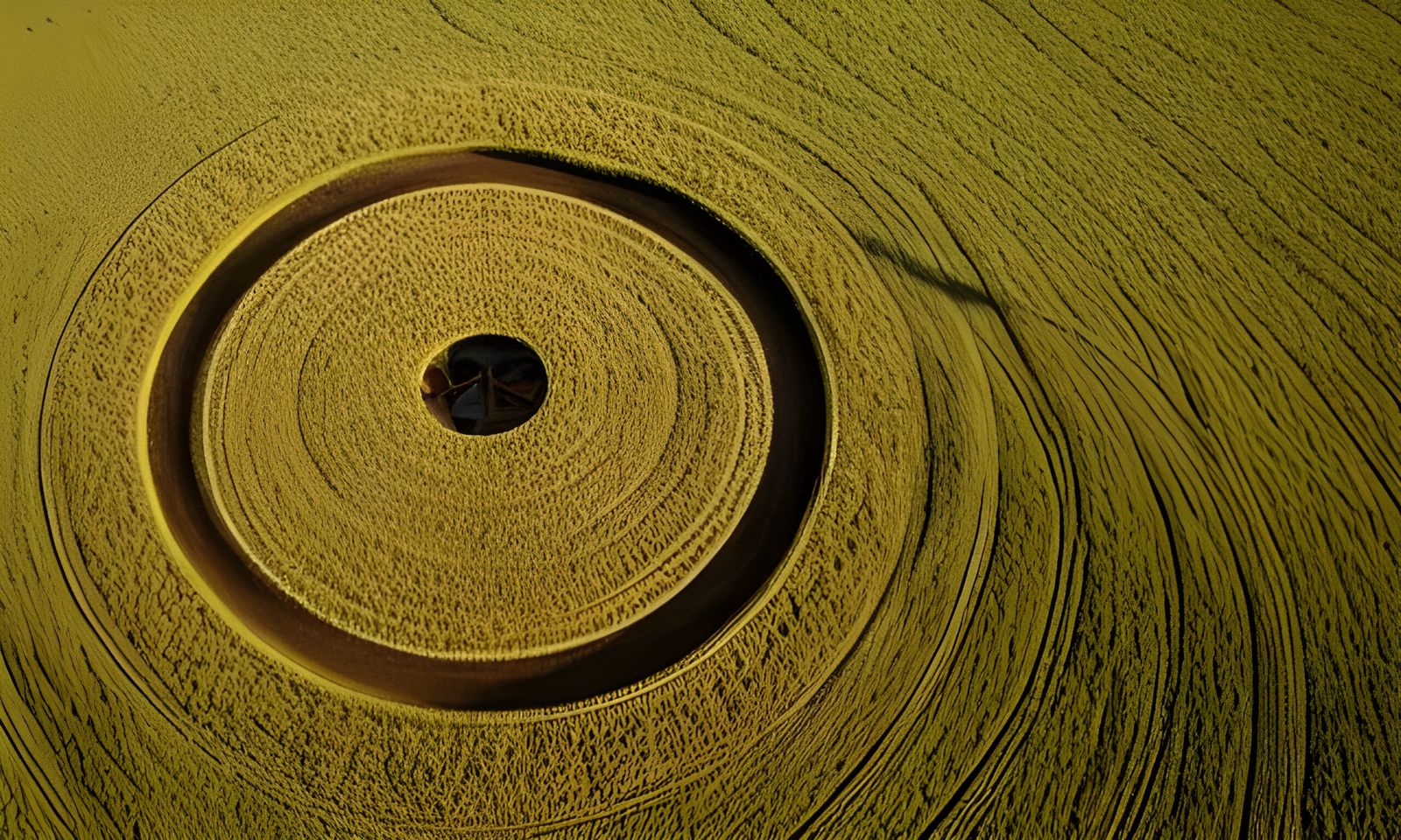 a highly detailed crop circle in a field of wheat, english landscape :: Alien language ...