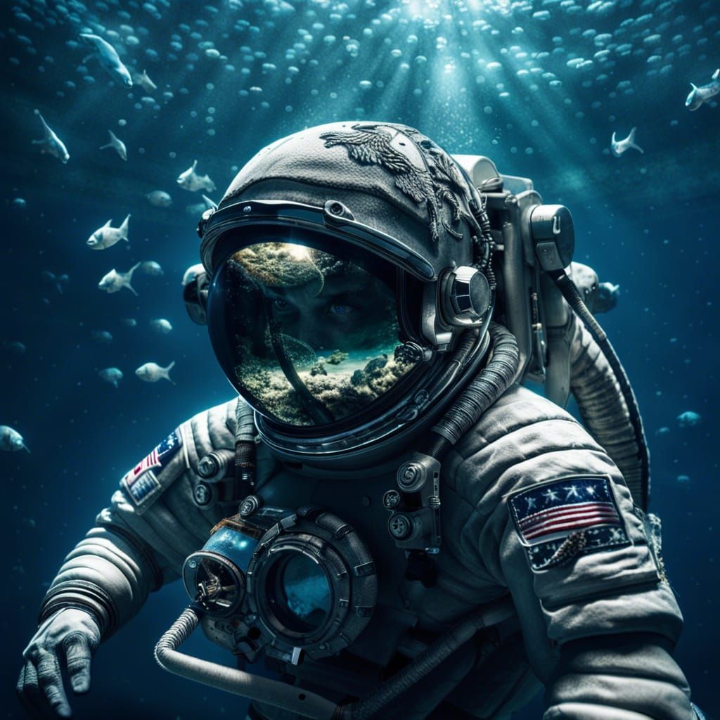 Astronaut Underwater - AI Generated Artwork - NightCafe Creator