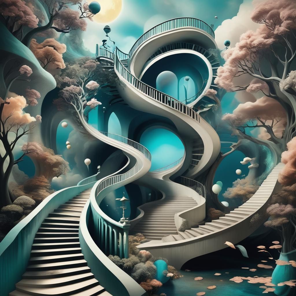 Winding Staircase - AI Generated Artwork - NightCafe Creator