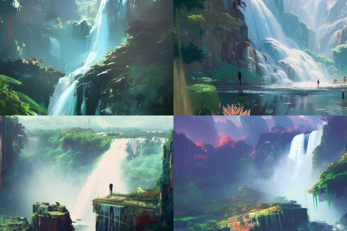 super waterfall :: Waterfall bigger than the city, perspective, details ...