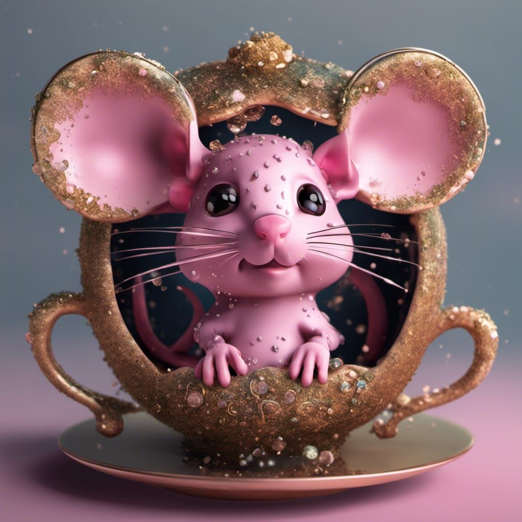 A little sparkly pink mouse saying hello. - AI Generated Artwork ...