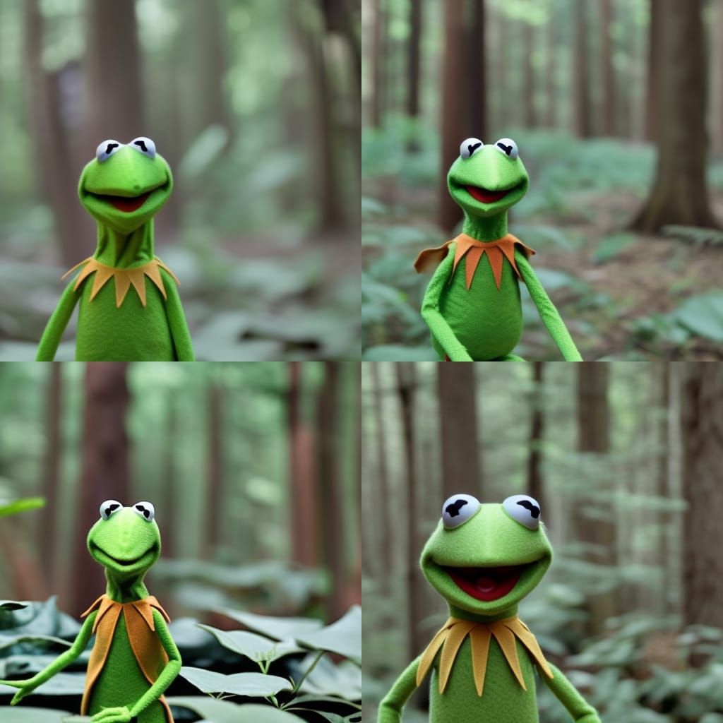 kermit the frog in a forest - AI Generated Artwork - NightCafe Creator