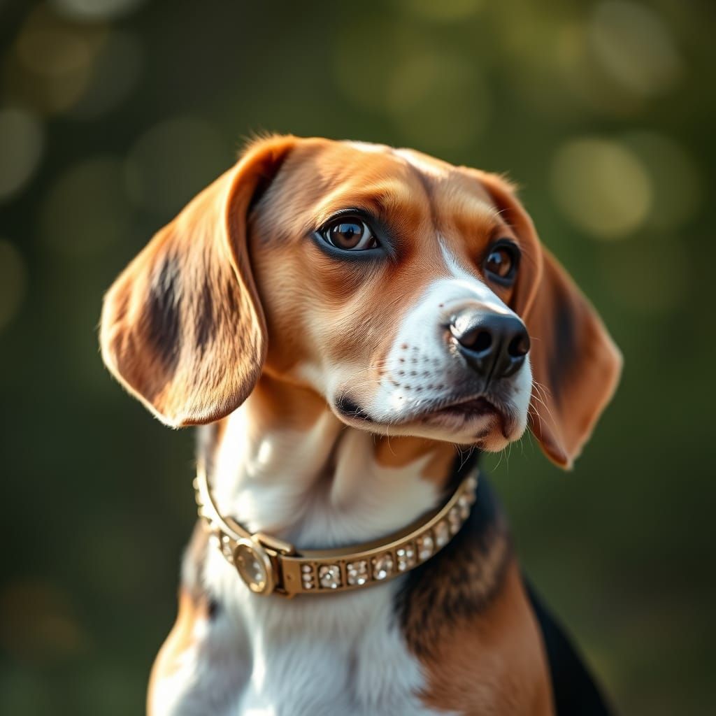 Luxurious Beagle in Golden Regalia - AI Art