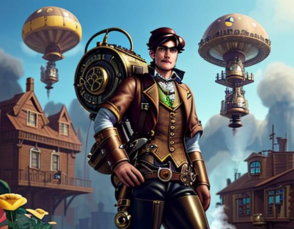 Mario as a steampunk inventor - AI Generated Artwork - NightCafe Creator