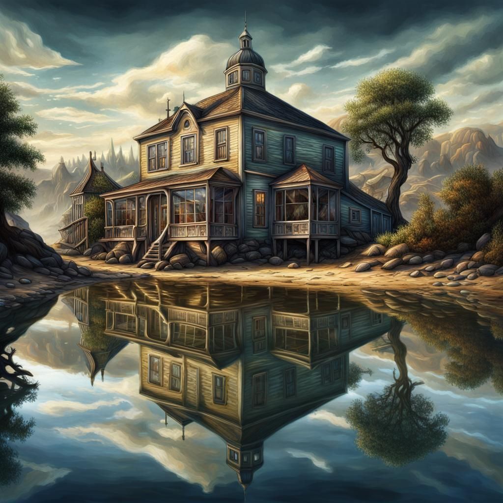 eldritch horror, Tranquil illustrations capturing the mirror-like ...