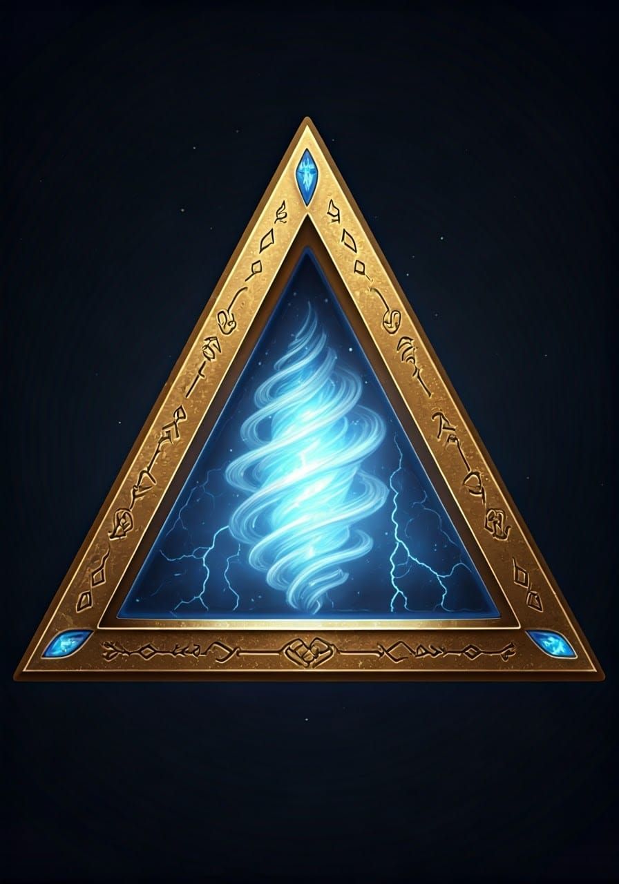 Phrenic Talisman - Golden Arcane Charm with Swirling Blue En...