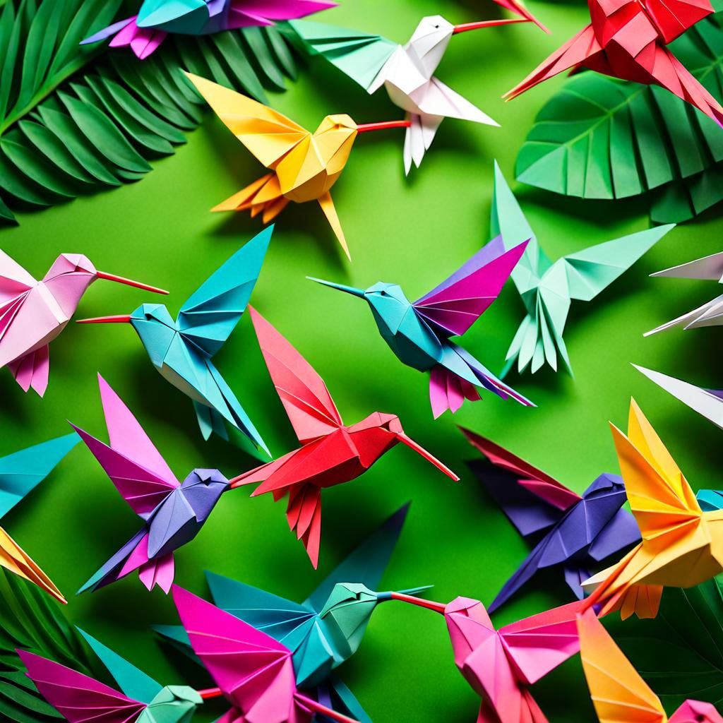 Hummingbird Origami - AI Generated Artwork - NightCafe Creator