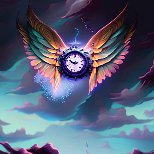 Winged Clock - AI Generated Artwork - NightCafe Creator