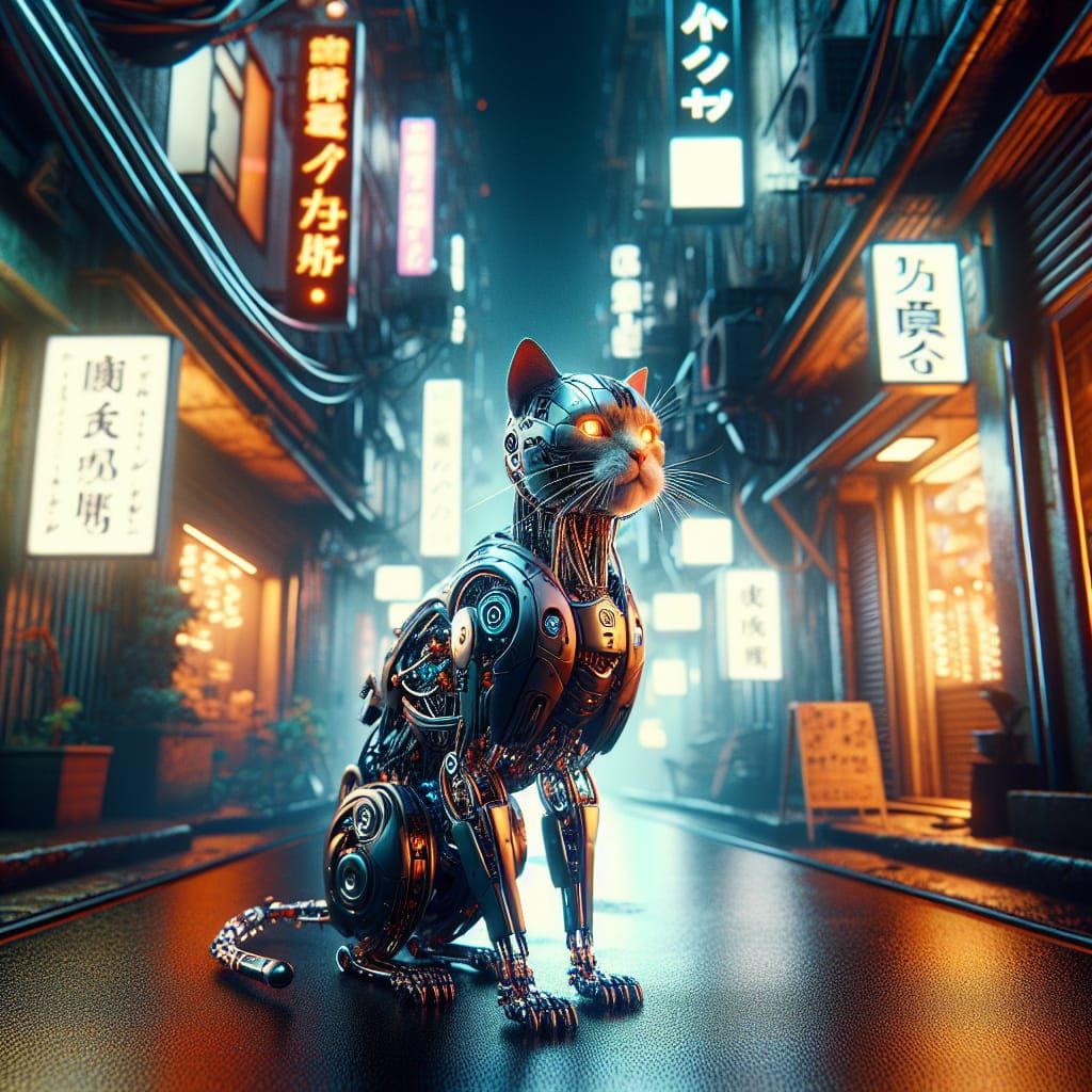 Cyborg Cat - AI Generated Artwork - NightCafe Creator