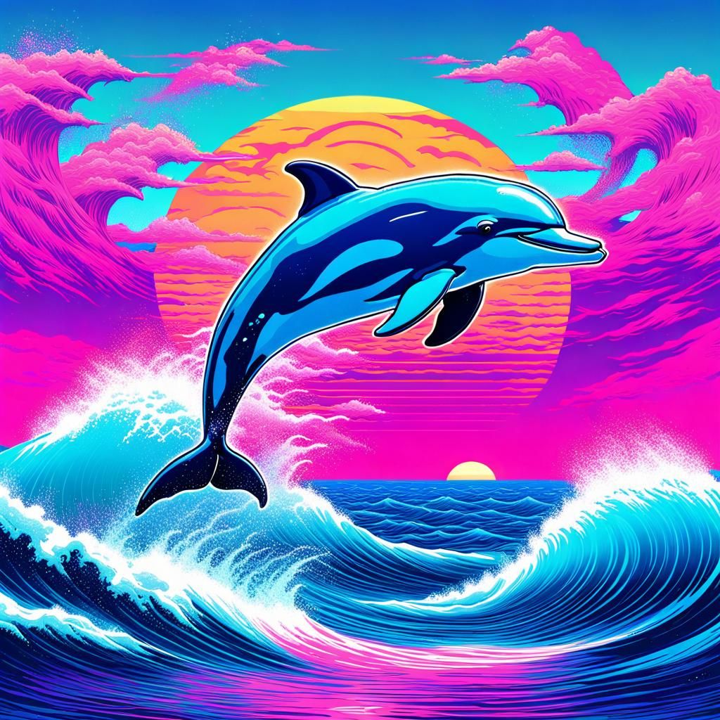 Kanagawa Vaporwave Dolphin