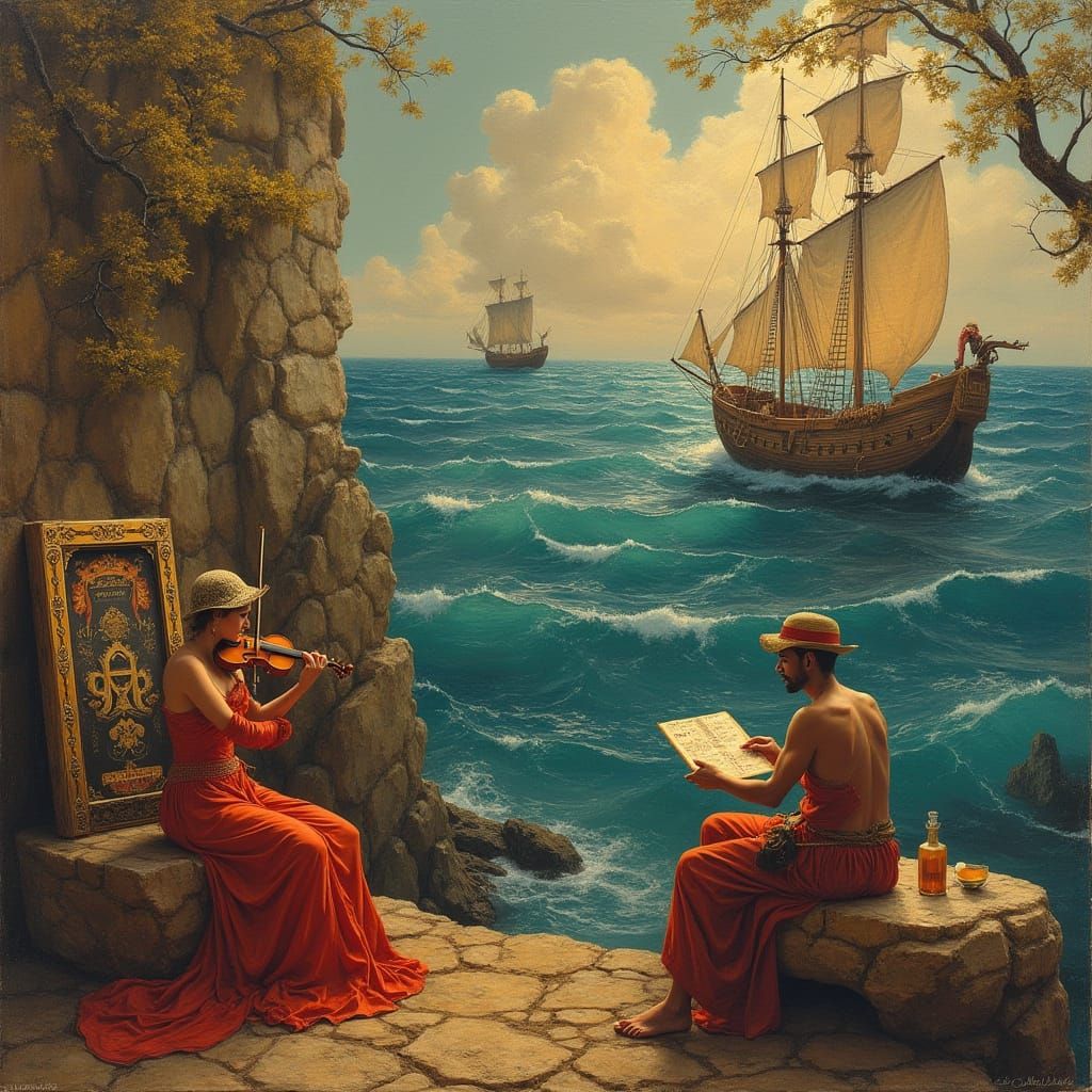 uma pintura estilo Klimt + jean-leon gerome + Rafa... - AI Art