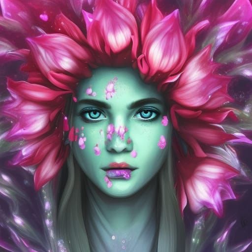pink flower wizard, portrait - AI Generated Artwork - NightCafe Creator